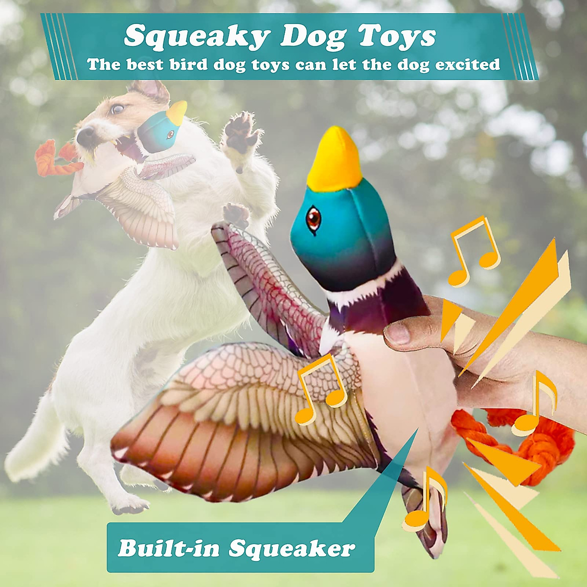 ADSDIA Squeaky Dog Toys for Puppy Teething Stuffed Plush Dog Toys for Small Medium Dogs Duck Dog Toys with 2 Rope Legs