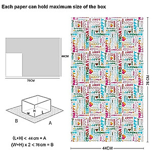 MAMUNU Happy Birthday Wrapping Paper for Kids Girls Boys Women Men, Gradient Light Color Happy Birthday Lettering Wrapping Paper Birthday, Gift Wrap Paper for Birthday Occasions, 6 Sheets, 17x30 Inch