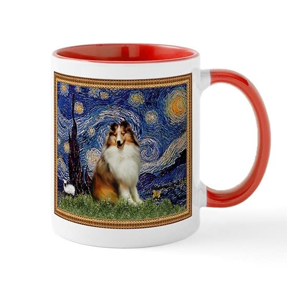 CafePress Starry Night & Sable Sheltie Mug Ceramic Coffee Mug, Tea Cup 11 oz