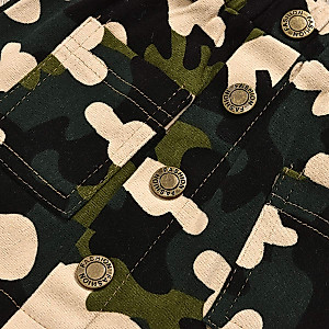 BOEBNOZCV Toddler Baby Girls Camouflage Outfit Black Letter Tops Shirt + Denim Skirt Dress Shorts Summer Two Piece Clothes Set (Camouflage Denim, 6-7 Years)