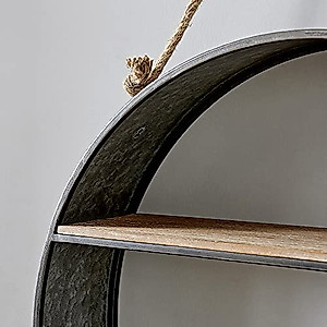 FirsTime & Co. Dark Silver Coastline Rope Wall Shelf, Wall Mounted Floating Shelf for Bedroom, Kitchen, Living Room, Bathroom, Home Office, Metal, 23.75 x 6 x 35 inches