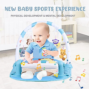 DoubleVillages Baby Play Gym Mats, Funny Play Piano Gym with Music and Lights, Baby Gyms Play Mats for Sensory Exploration and Motor Skill Development, Musical Activity Center for Infants Toddlers