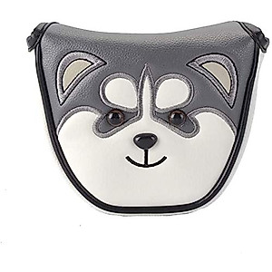 PLUSKER 1PC Golf Club Mallet Putter Head Cover Magnetic Closure Synthetic Leather with Husky Pattern Design Creative Golf Headcover