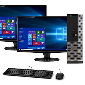 Dell OptiPlex 3020 SFF Computer Desktop PC, Intel Core i5 Processor, 16GB Ram, 120GB M.2 SSD, 2 TB HDD, New Dual Dell 19 Inch Monitor,Wi-Fi & Bluetooth, Windows 10 Pro (Renewed)