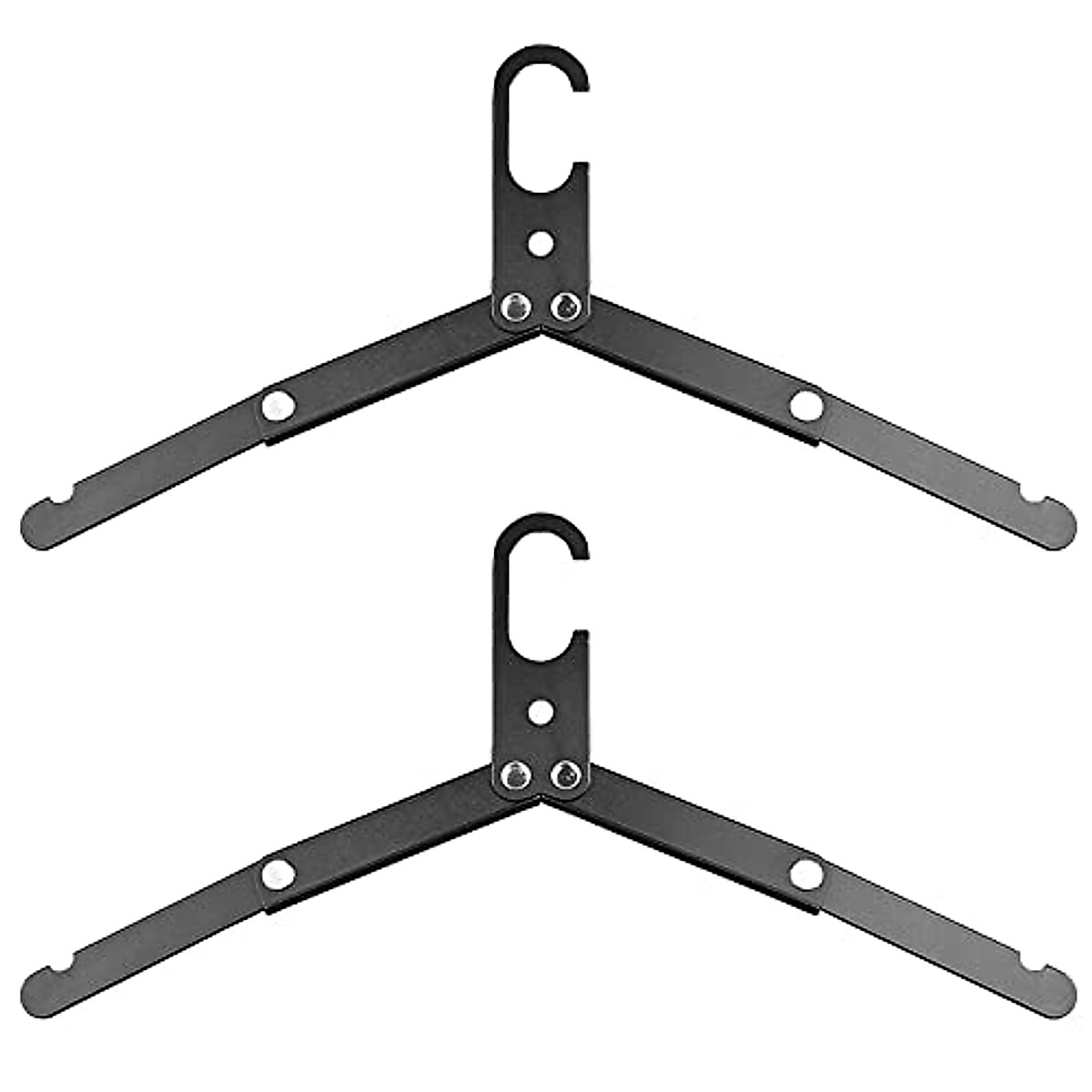 Travel Hangers BLLNDX 2PCS Black Portable Folding Clothes Hangers, Aluminium Alloy Super Bearing Collapsible Hanger, Foldable Clothes Drying Rack for Travel, Indoor and Outdoor