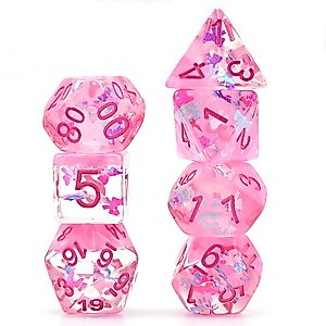 UDIXI Polyhedral DND Dice Set, D&D Dice Pink Dice Compatible Dungeons and Dragons Role Playing Game,MTG,Pathfinder,Board Games, d and d Dice Set, d&d（Pink）