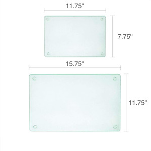 Murrey Home Glass Cutting Board Set for Kitchen Counter, Tempered Glass Chopping Boards Dishwasher Safe, Clear Countertop Tray, 4PC