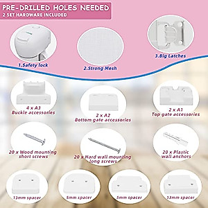 Retractable Baby Gate Extra Wide- 34” Tall Extends Up to 54” Wide Safety Mesh Stairs Gate for Kids or Pets Dogs Gate for Doorways/Banister/Hallways/Deck/Indoor/Outdoor -Wall Spacer Kit Included