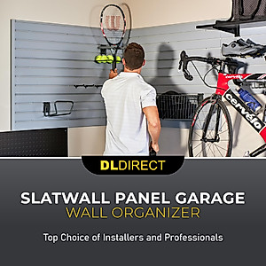 4'H x 8'W Slatwall Panel Garage Wall Organizer: Heavy Duty Wall Mounted PVC Wall Rack, Interlocking Slat Wall Paneling for Garage Wall Storage, Slatwall Board or Slatwall Shelves System - White