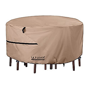 ULTCOVER Round Patio Furniture Cover - Outdoor Waterproof Table with Chair Set Cover 108 inch