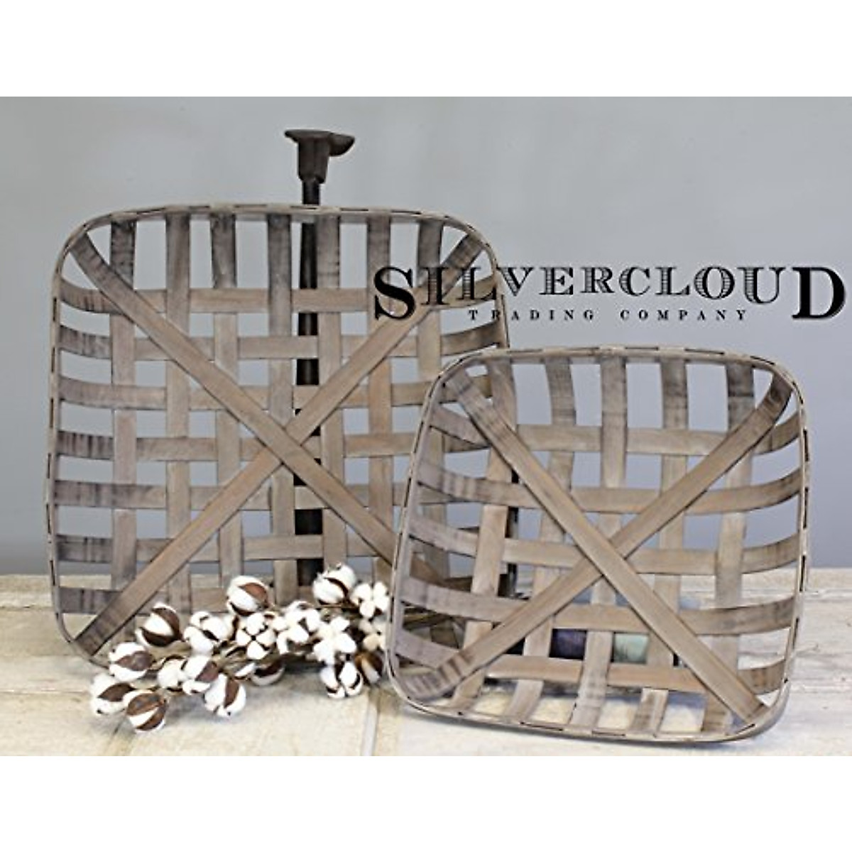 Tobacco Basket, Farmhouse Decor, Sml 17" Square - Silvercloud Trading Co.