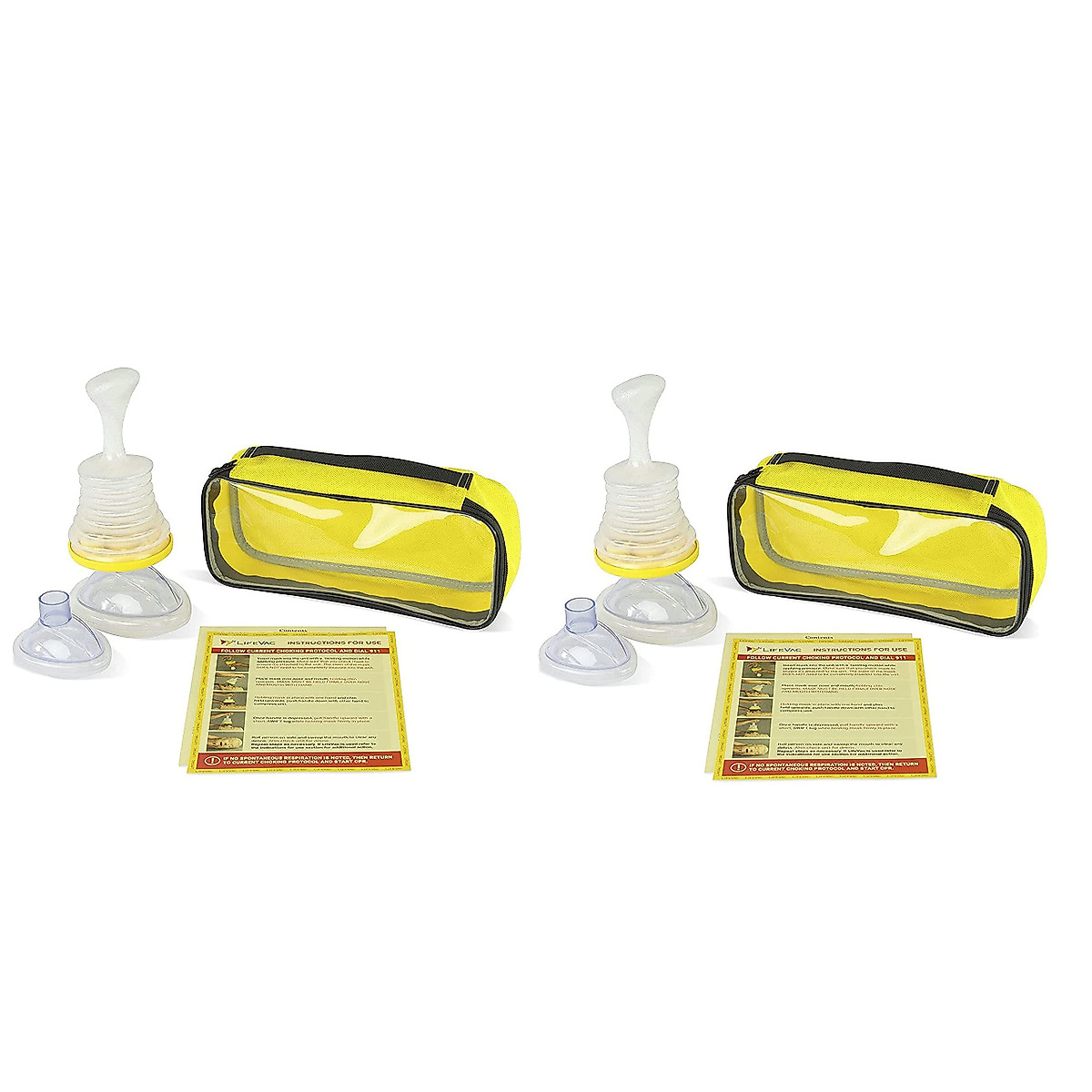 LifeVac Yellow Travel Kit 2 Pack - Portable Suction Rescue Device, First Aid Kit for Kids and Adults, Portable Airway Suction Device for Children and Adults