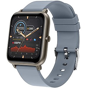 EBAKIN Smart Watch Fitness Tracker 1.4 inch Full-Touch Screen IP67 Waterproof Blood Pressure Heart Rate Blood Oxygen Multi-Sport Fashion Smartwatch(Gray)