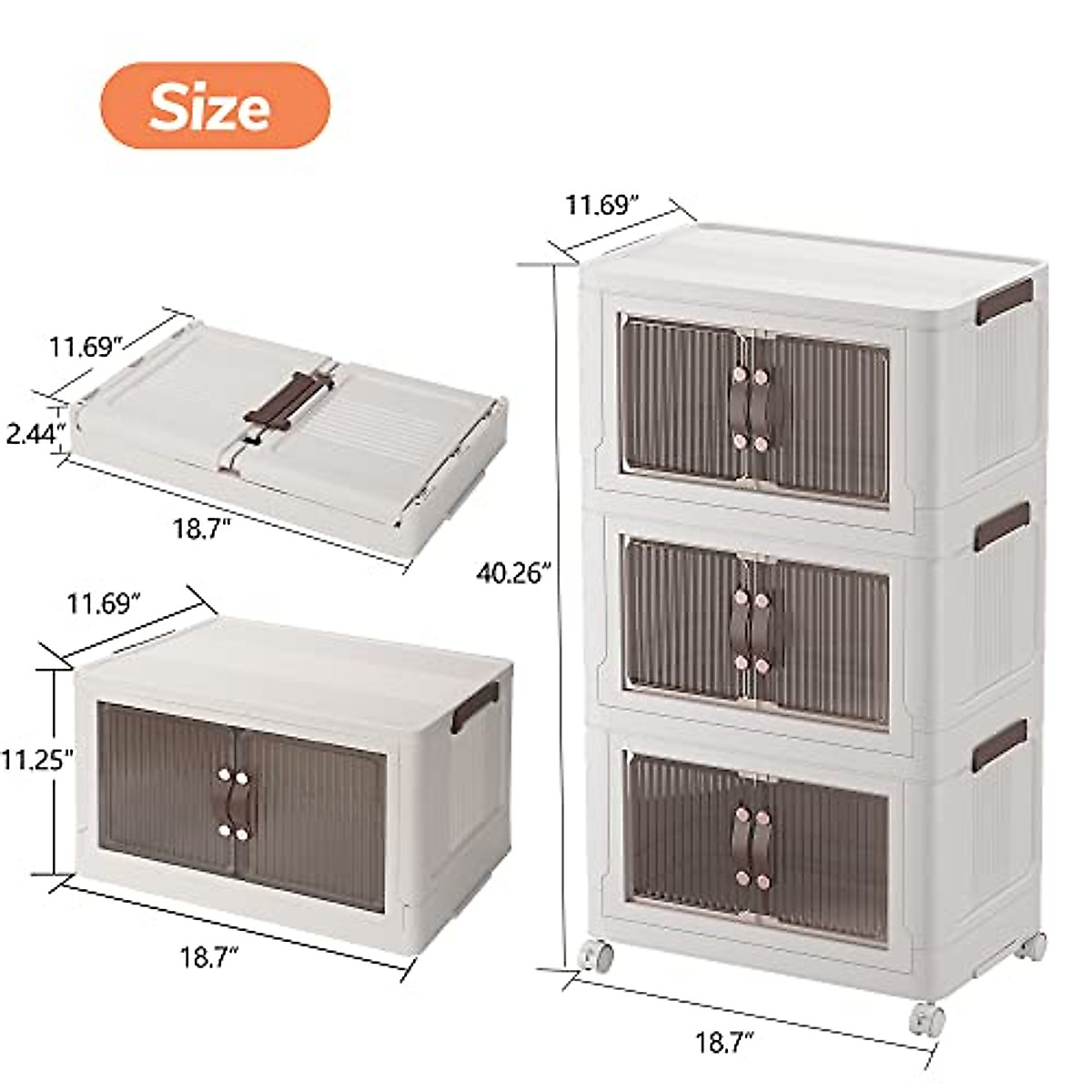 KLONVS Storage Bins with Lids, Stackable Storage Bins & Foldable Underbed Storage, Under Bed Storage Containers with Lids (Set of 2) for Clothing, Shoes