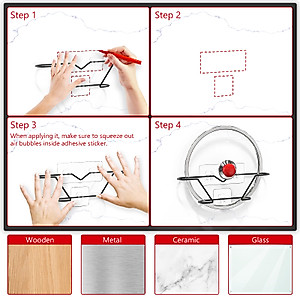 Durmmur 3 Pack Pot Lid Organizer, Rust Resistant Pan Lid Holder Organizer, No Drilling Adhesive Pot Lid Holder Inside Cabinet Door Wall Mount, Black Metal