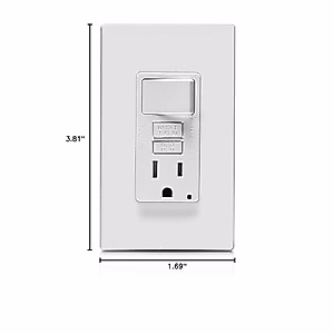 Leviton GFCI Switch Outlet Combo, 15 Amp, Self Test, Tamper-Resistant with LED Indicator Light, Saves Space, GFSW1-W, White