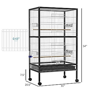 PawHut 54” Rolling Flight Cage Extra Large Bird House