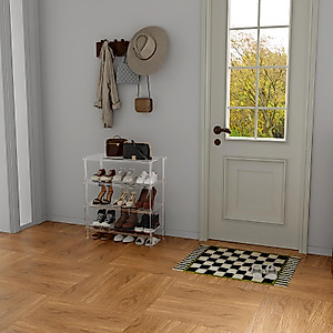 Aquiver 4-Tier Acrylic Shoe Rack - Shoe Rack Organizer - Modern Shoe Storage Shelf, Holds 12-16 Pairs of Shoes for Entryway, Closet - 25.6'' L x 11.8'' W x 28.3'' H, Clear, Easy Assembly & Clean