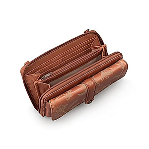 The Sak Sequoia Leather Smartphone Flap Crossbody, Chestnut Floral Etch