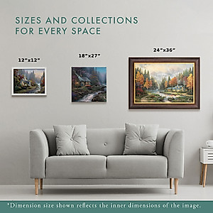 Thomas Kinkade Mountain Paradise 14" x 14" Gallery Wrapped Canvas Art | Frameless Room Wall Art | Certificate of Authenticity Included