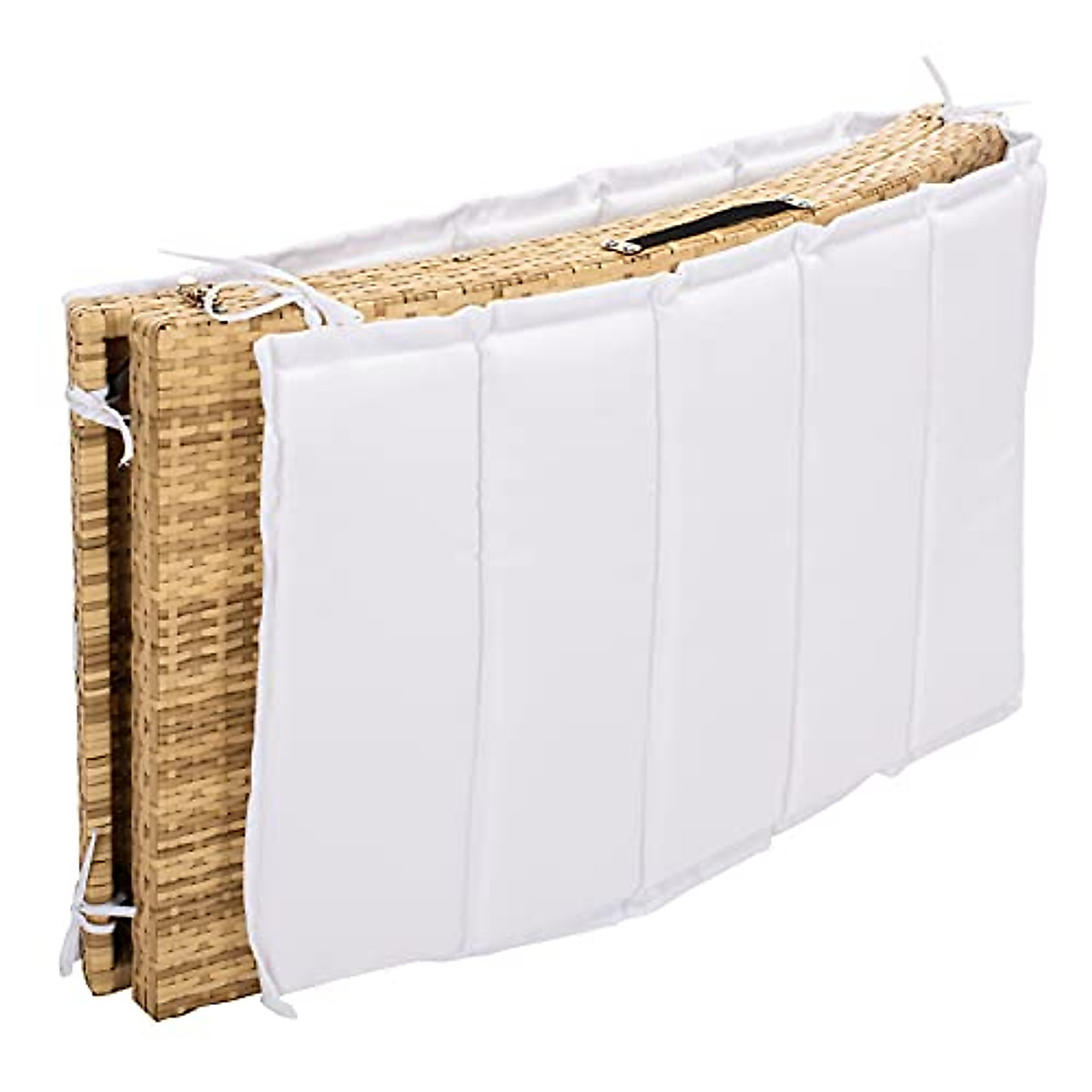 SAFAVIEH Outdoor Collection Carew Natural/White Cushion 3-Piece Chaise Lounge Chair Set with Table (PAT7720D)