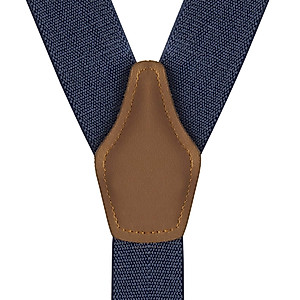 Buyless Fashion Suspenders For Men - 48" Adjustable Straps 1 1/4" - Y Back With Clips And Buttons - 5120-Navy