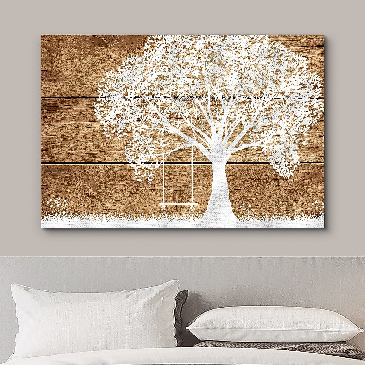 wall26 Purple Tulip Bouquet Rustic Floral Arrangements Pastels Beautiful Wood Grain Antique Canvas Art Home Art - 24x36 inches