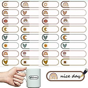 160 Pcs Baby Bottle Labels for Daycare, Self-Laminating, Write-on Personalized Label for Kids, Waterproof Name Labels, Adhesive Labels Sticker for Organization, Boho Rainbow Labels Assorted Color