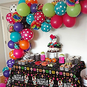 Erweicet Day of The Dead Tablecloth 3pcs Dia de Muertos Tablecloth Mexican Day of The Dead Decorations Sugar Skull Decor Dia De Los Muertos Party Table Decorations