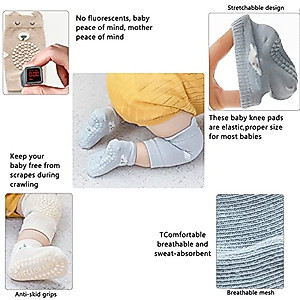 ISANPAN Unisex Baby Crawling Knee Pads and Socks Set, Baby knee Pads (3Pair) Toddler Socks with Grippers (3Pair) Handy to Protect Knees and Prevent Baby Slipping(6-12Months)