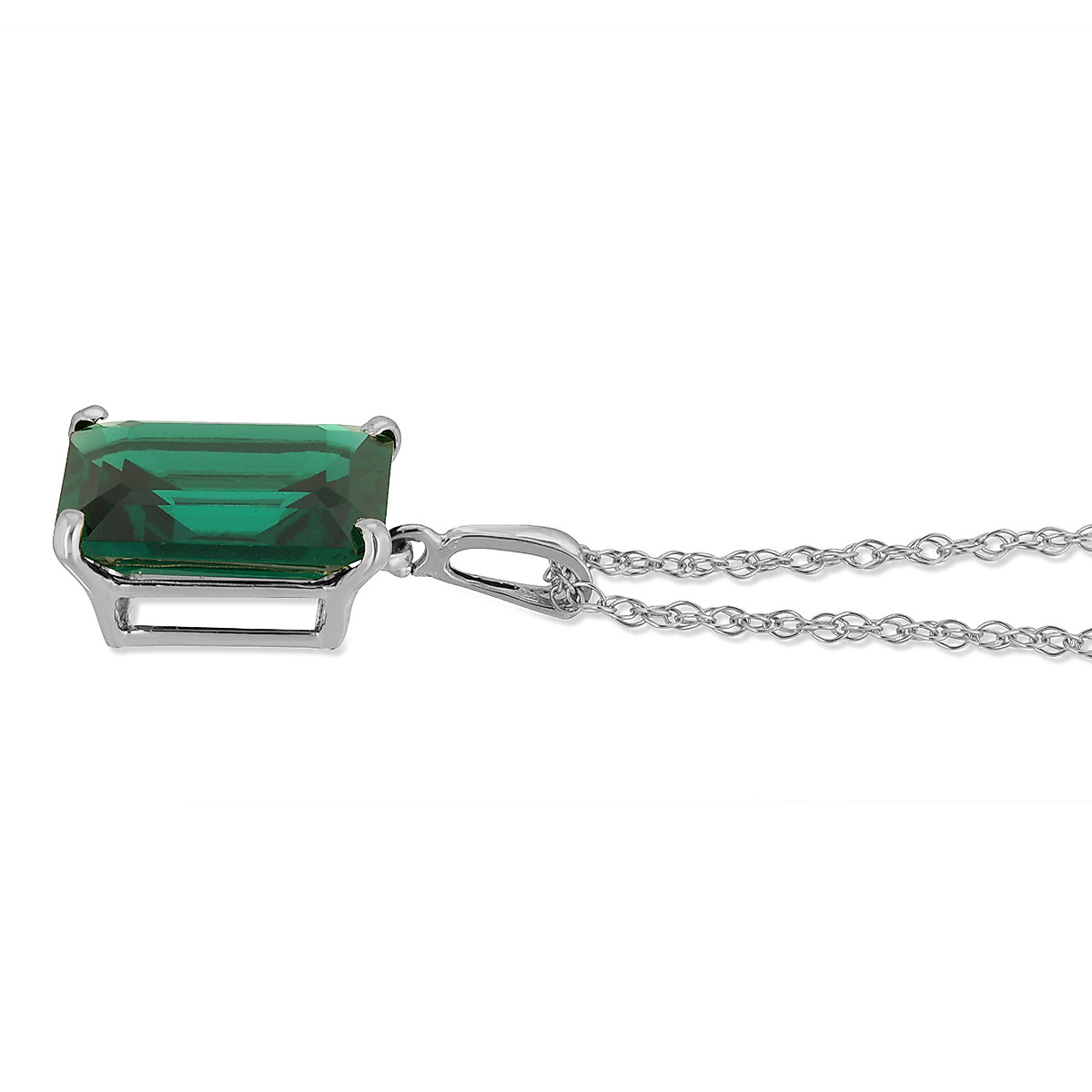 Galaxy Gold GG 14K Solid White Gold Necklace With Octagon Shape 4.5 ctw High Polished Genuine Emerald - Grade AAA (White Gold 24 Inch) LAB GROWN GENUINE REAL EMERALD