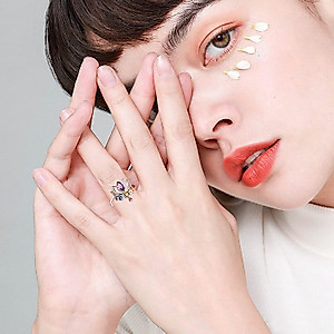 TANGPOET Chakra Rings for Women Lotus Flower Adjustable Rings S925 Sterling Silver Healing Jewelry Reiki Meditation Gifts for Her Yoga Lovers