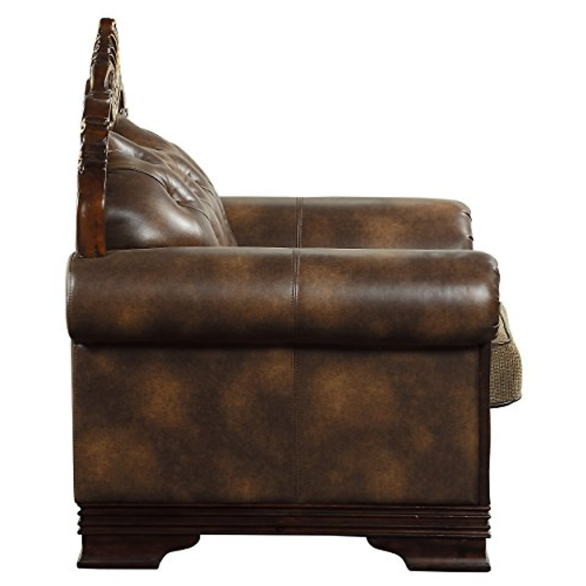 Homelegance 9815-3 Croydon Traditional Two-Tone Sofa, 86"W, Brown PU Leather