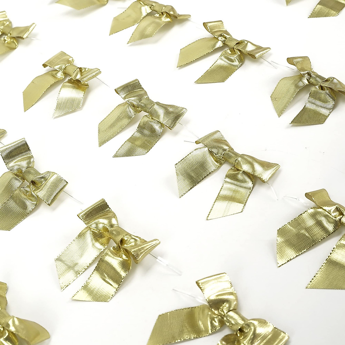 AIMUDI Silver Bows for Christmas Tree 3 Inch Small Silver Bows for Gift Wrapping Silver Twist Tie Bows for Treat Bags Premade Metallic Bows for Crafts, Wreaths, Party Favors, Goodie Bags - 24 PCs