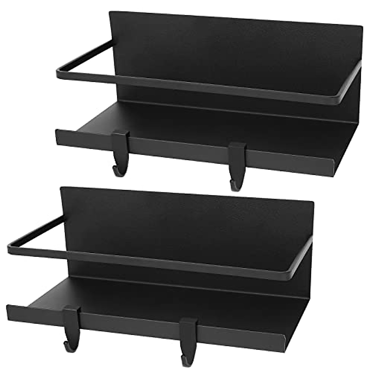 Jazzsthup Magnetic Spice Rack, 2 Pack Magnetic Spice Rack for Refrigerator, Strong Magnetic Shelf with Removable Hooks, Magnetic fridge organizer for Holding Jars, Perfect Space Saving stove shelf