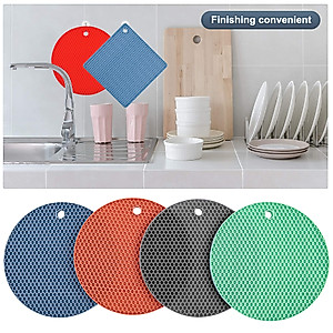 Hotsyang Silicone Trivets, Silicone Trivets for Hot Dishes, Silicone Trivets for Hot Pots and Pans, Hot Pads for Kitchen Counter, Silicone Hot Pads of 4pcs Mixing Color, Safety Silicone Trivets