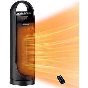 GiveBest 22'' Portable Tower Space Heater 1500W Ceramic Oscillating Electric Room Heater, 3 Modes, Remote Control, with Thermostat and Timer, Overheat & Tip-Over Protection for Bedroom, Office, Indoor