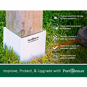 Post Shields Post Protector 6x6 (5.5"x5.5") - 6" H - Protects Your Mailbox, Deck & Fence Posts from Damage by Lawn Maintenance Equipment - Fits Wood & Metal Posts - No Tools, Screws or Nails Needed
