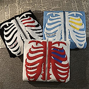 Lausiuoe Skeleton Hoodie Zip Up Brown Women Casual Full Zip Up Plush Hoodie Comfy Loose Solid Sweatshirt Long Sleeve Jacket with Pockets