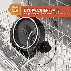 Elite Gourmet MST-275XR# Electric Oval Slow Cooker, Adjustable Temp, Entrees, Sauces, Stews & Dips, Dishwasher Safe Glass Lid & Crock (2 Quart, Red)