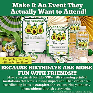 Trio of Avocados Holy Guacamole Fiesta Themed Birthday Party Invitations, 20 5x7 Fill In Cards with Twenty White Envelopes by AmandaCreation