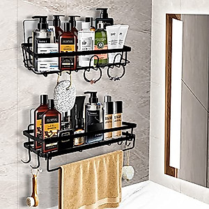 FYLEIRF 4 Pack Shower Caddy,Shower Organizer,Shower Shelf For Inside Shower,No Drilling Space Saver With Wall Mounting Design,Black