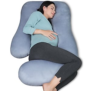 MOON PARK Pregnancy Pillows for Sleeping - U Shaped Full Body Maternity Pillow with Removable Cover - Support for Back, Legs, Belly, Hips - 57 Inch Pregnancy Pillow for Women - Grey