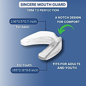 Sincere Moldable Mouth Guard for Teeth grinding & clenching at Night, Dental Night Guard, Bite Guard for Teeth Clenching Nighttime, Teeth protection for Sleep, 2 Sizes, Pack of 8 with 2 Travel Cases