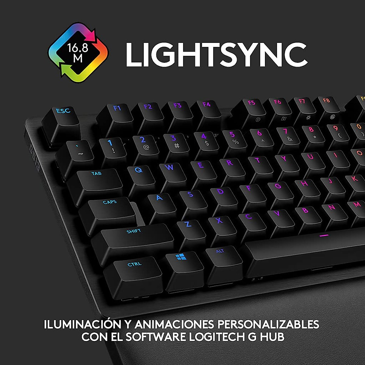 Logitech G513 Lightsync RGB Mechanical Gaming Keyboard - Cable Connectivity - USB 2.0 Type A Interface - English - Windows - Mechanical Keyswitch - Carbon (Renewed)