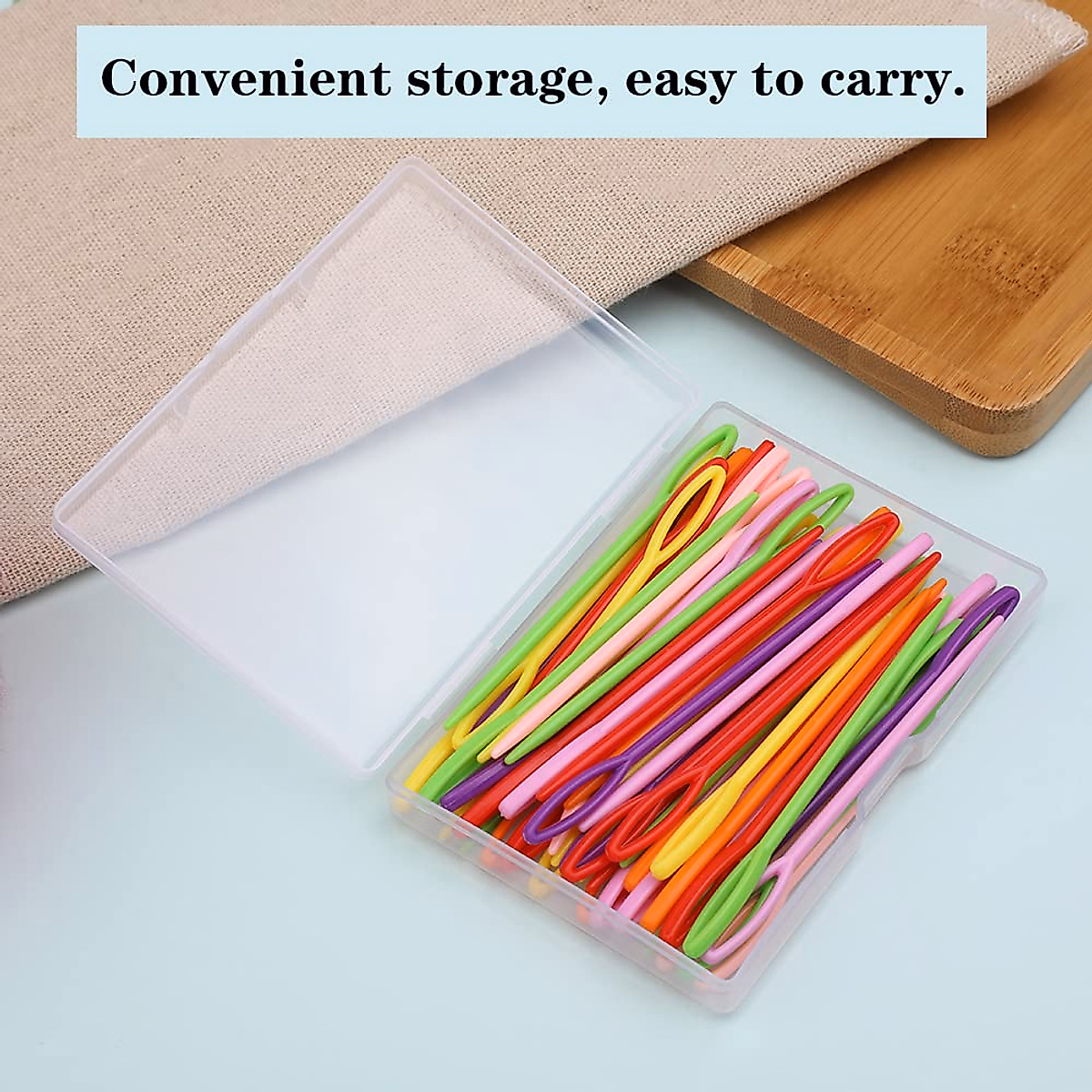 LUNARM 50PCS Plastic Needles for Yarn, 9cm/3.54inch Large Eye Plastic Yarn Sewing Needles for Canvas Craft Embroidery, DIY Sewing Handmade