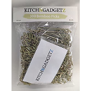 Bamboo Cocktail Picks - 300 Pack - 4.1 inch - With Looped Knot - Great for Cocktail Party or Barbeque Snacks, Club Sandwiches, etc. - Natural Bamboo - Keeps Ingredients Pinned Together - Stylish