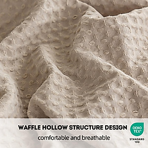 Jessrydo Waffle Duvet Cover King Size Soft Breathable Cooling Luxury 3 Pcs Waffle Bedding Set with 1 Waffle Weave Duvet Cover and 2 Pillowcases, NO Comforter Included (King, Khaki)