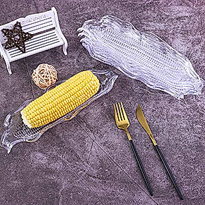 Ruisita 6 Pack Transparent Corn Trays Plastic Cob Dinnerware Corn Dishes Service Tray