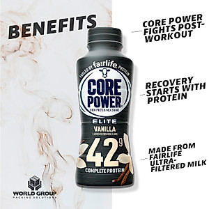 Core Power Elite High Protein Milk Shake 42g (Pack of 12) 3 Flavor Variety - Chocolate, Vanilla and Strawberry 14 Fl Oz by World Group Packing Solutions
